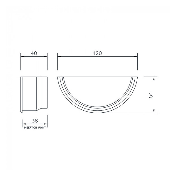 Floplast Half Round RE2BR 112mm Int Stopend Brown