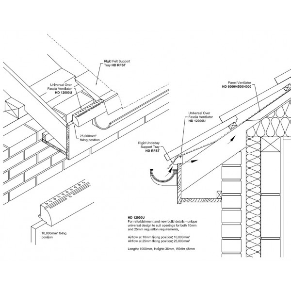 Hambleside Danelaw HD12000UB Universal Over Fascia Vent 10/25mm x 1m