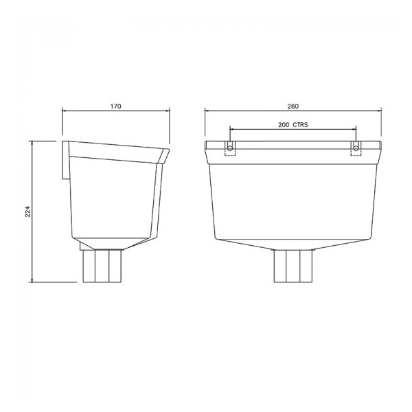 Floplast Rainwater RHS1G Hopper 65mm Square / 68mm Round Grey