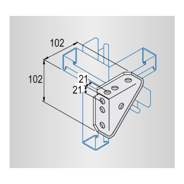 Unistrut P2484 2/2 Hole Right Angle Bracket HDG