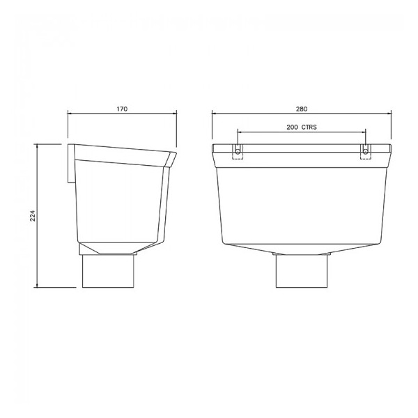 Floplast Rainwater RHH1B Round Hopper 80mm Black