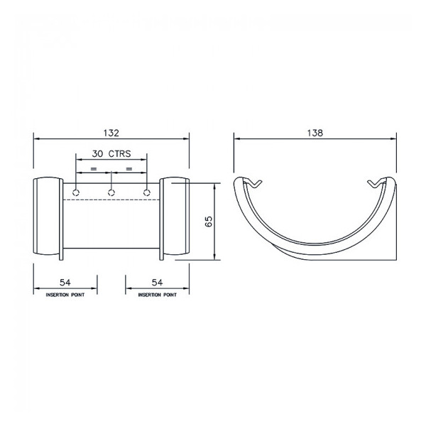 Floplast Half Round RU1B 112mm Union Bracket Black